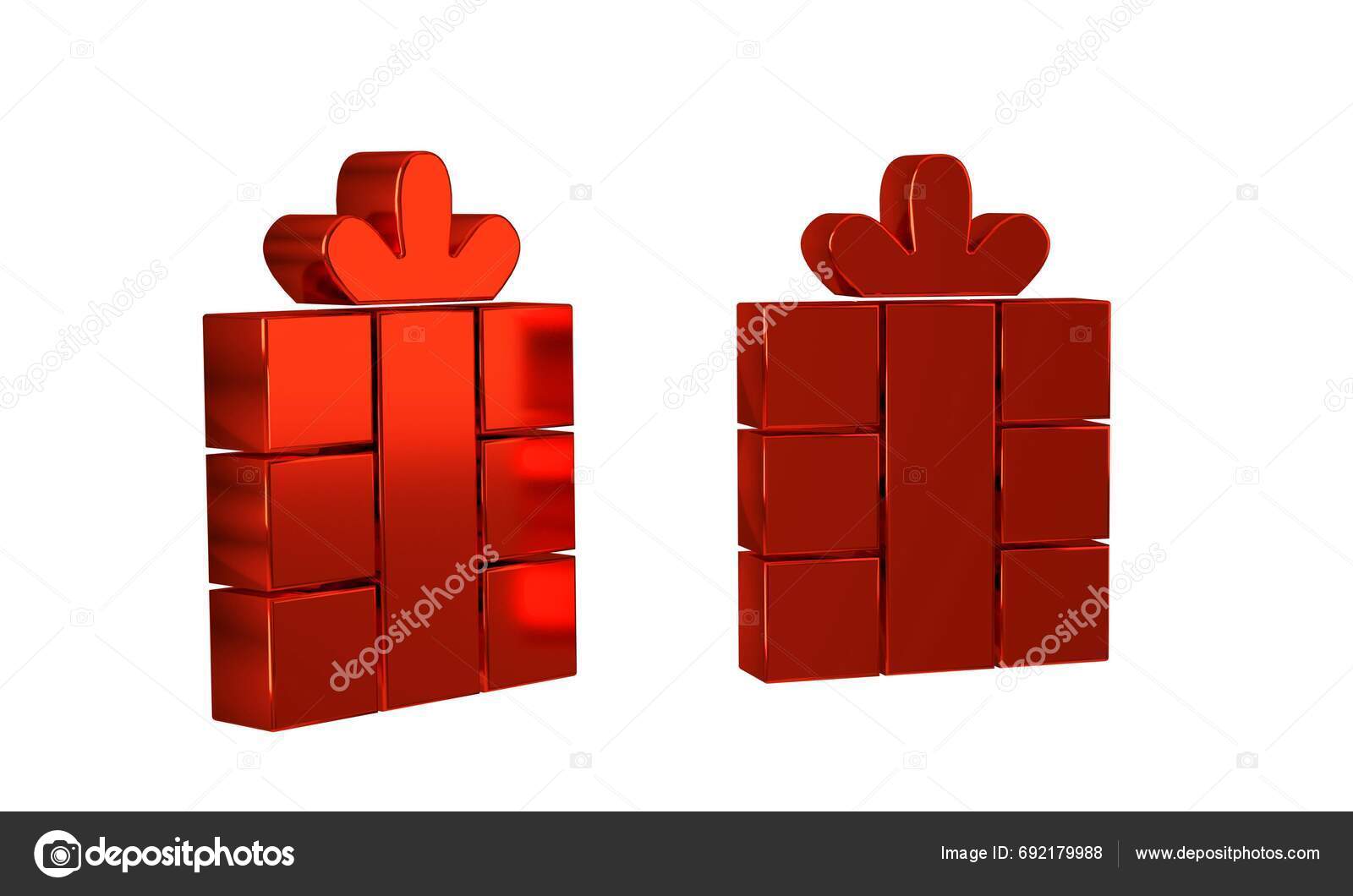 Red Gift Box Icon Isolated Transparent Background Merry Christmas Happy ...