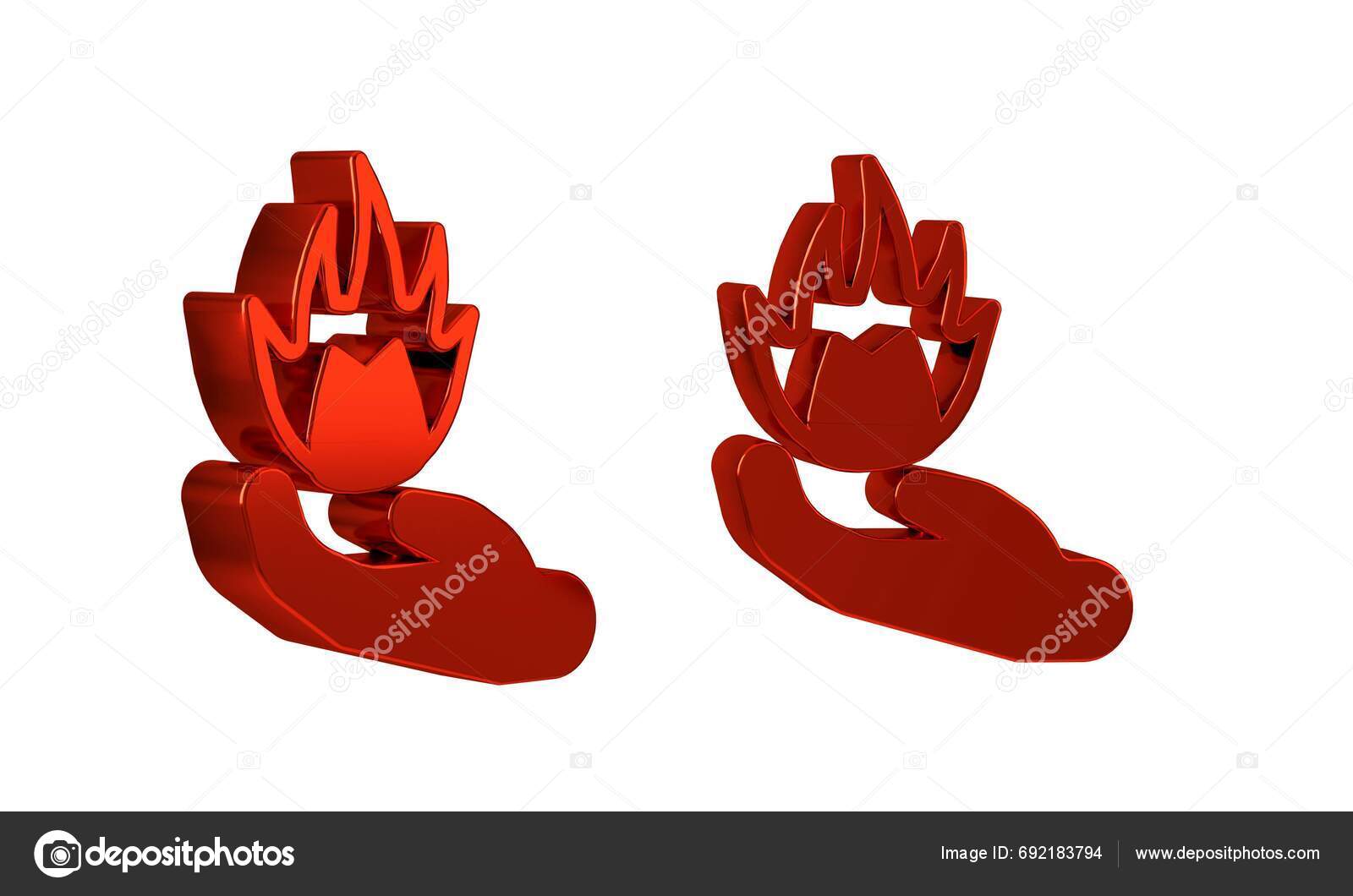 Red Hand Holding Fire Icon Isolated Transparent Background Stock Photo ...