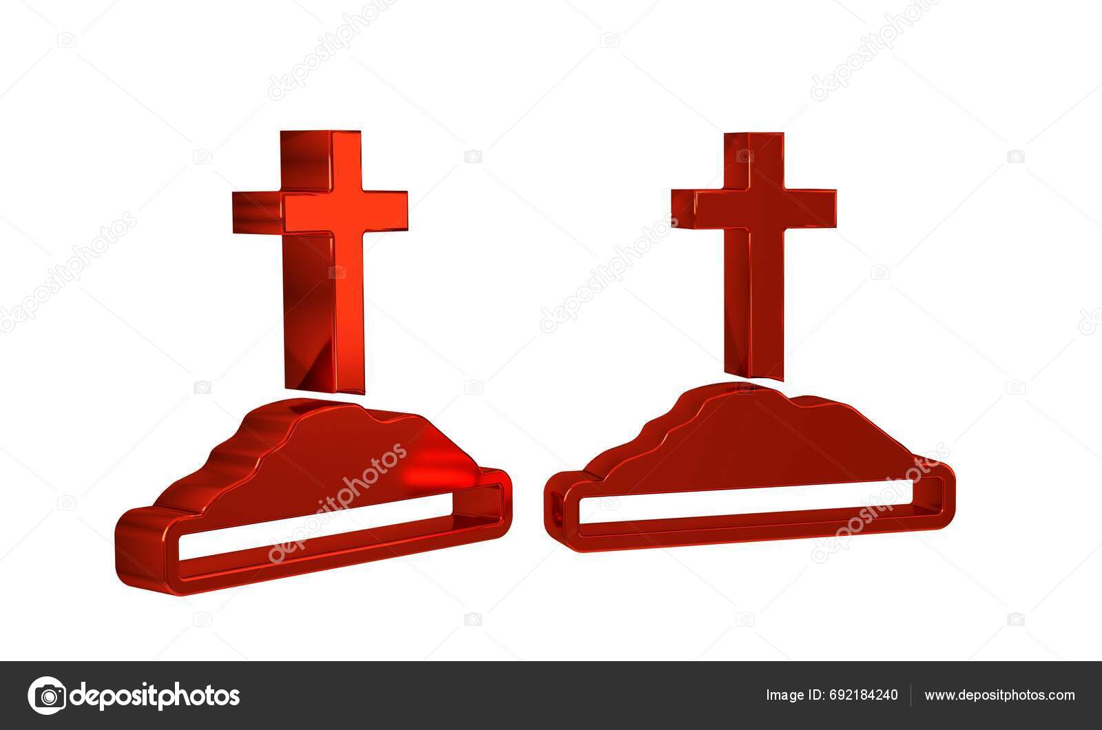 Red Grave Cross Icon Isolated Transparent Background Stock Photo by ...