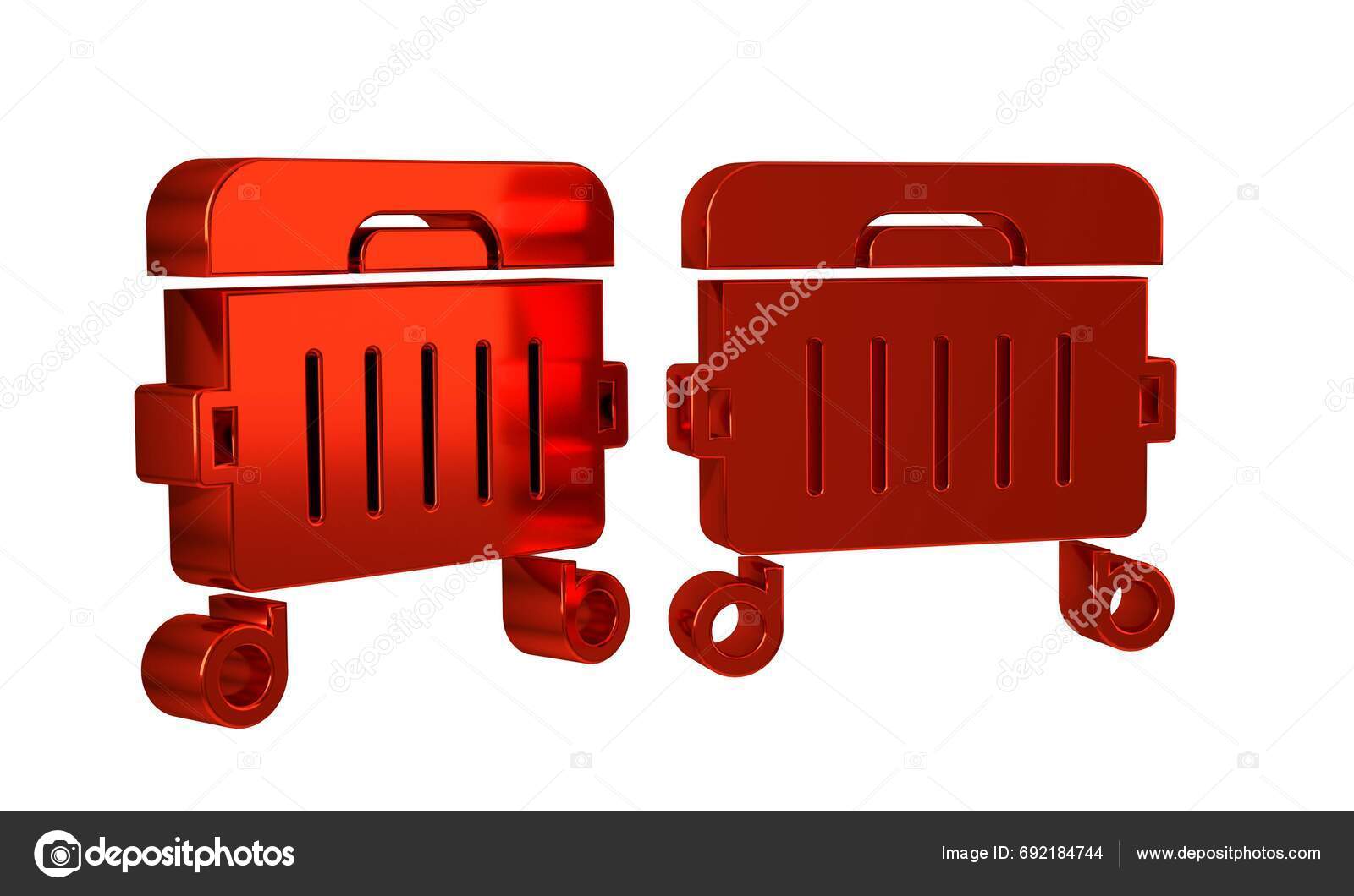 Red Trash Can Icon Isolated Transparent Background Garbage Bin Sign ...