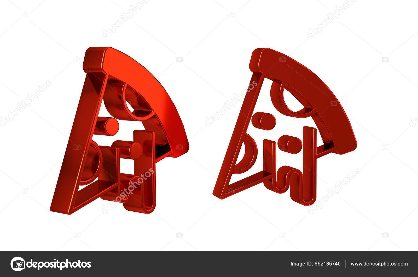 Red Slice Pizza Icon Isolated Transparent Background Fast Food Menu ...