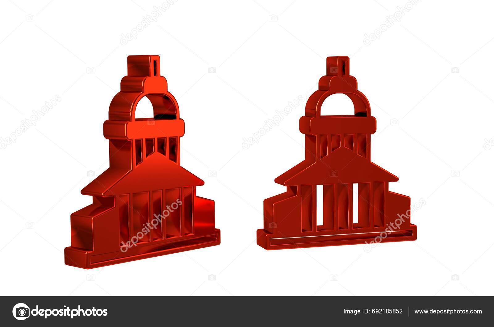 Red Museum Building Icon Isolated Transparent Background Stock Photo by ...