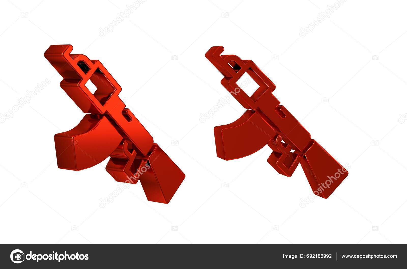 Red Submachine Gun Icon Isolated Transparent Background Kalashnikov ...
