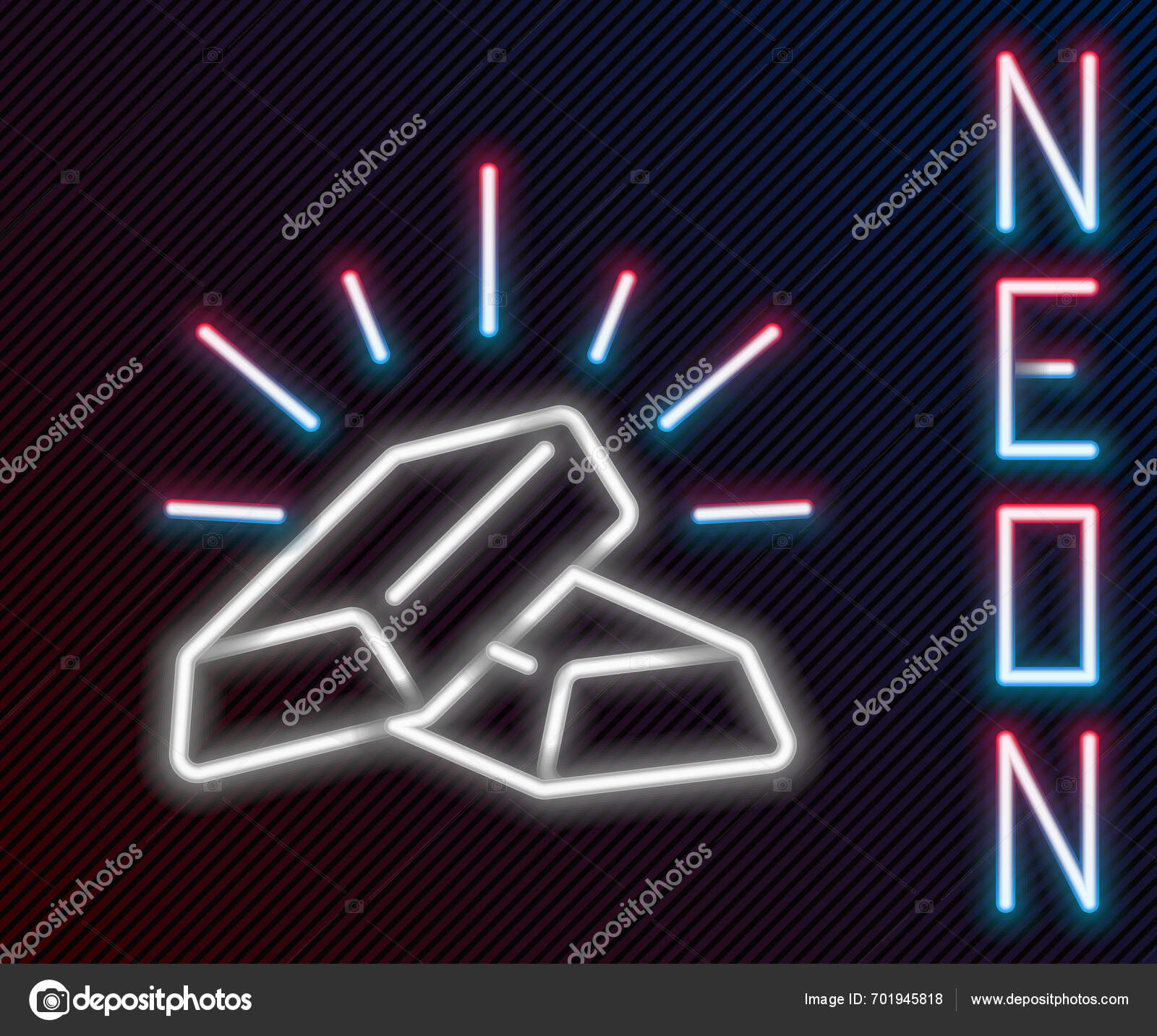 Glowing Neon Line Gold Bars Icon Isolated Black Background Banking ...