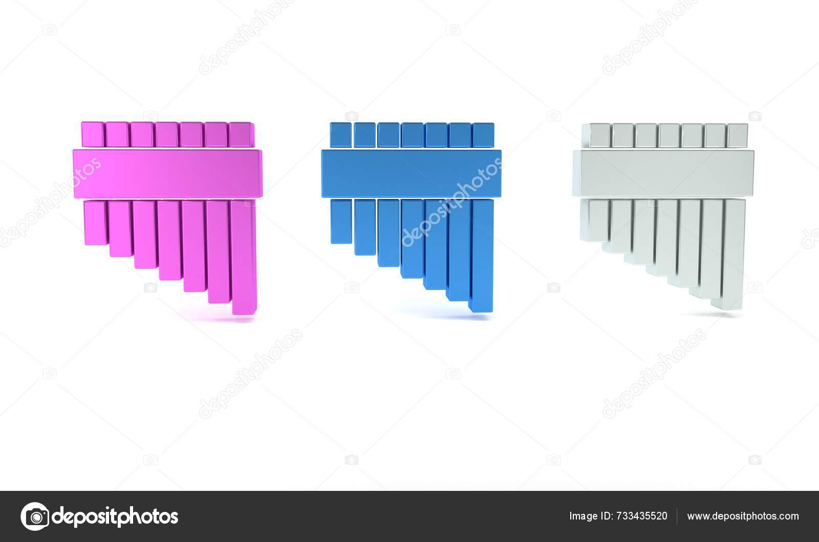 Colorful Pan Flute Icon Isolated White Background Traditional Peruvian ...