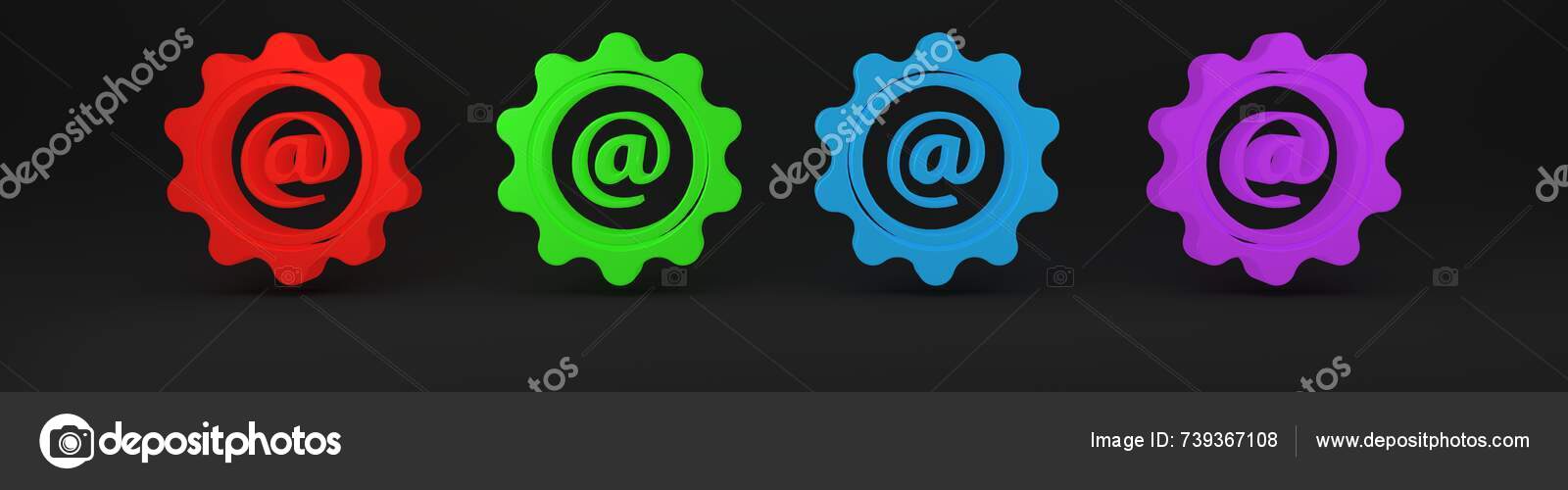 Colorful Mail Mail Icon Isolated Black Background Envelope Symbol Mail ...