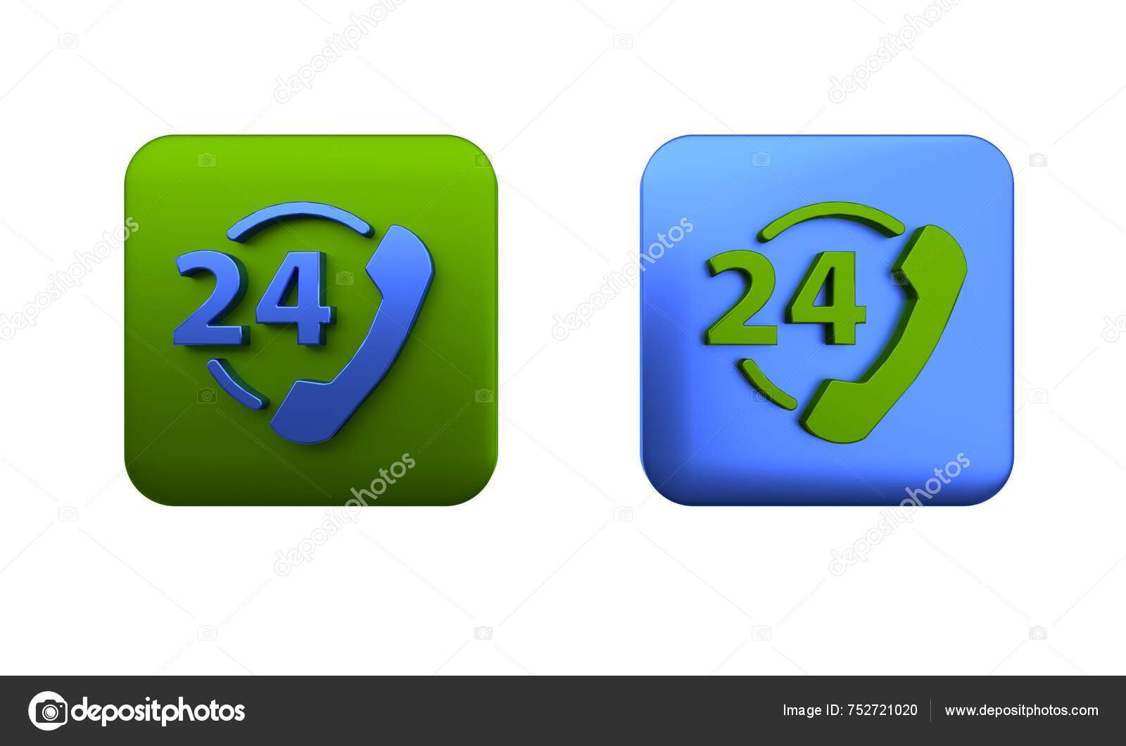 Colorful Telephone Hours Support Icon Isolated White Background All Day ...