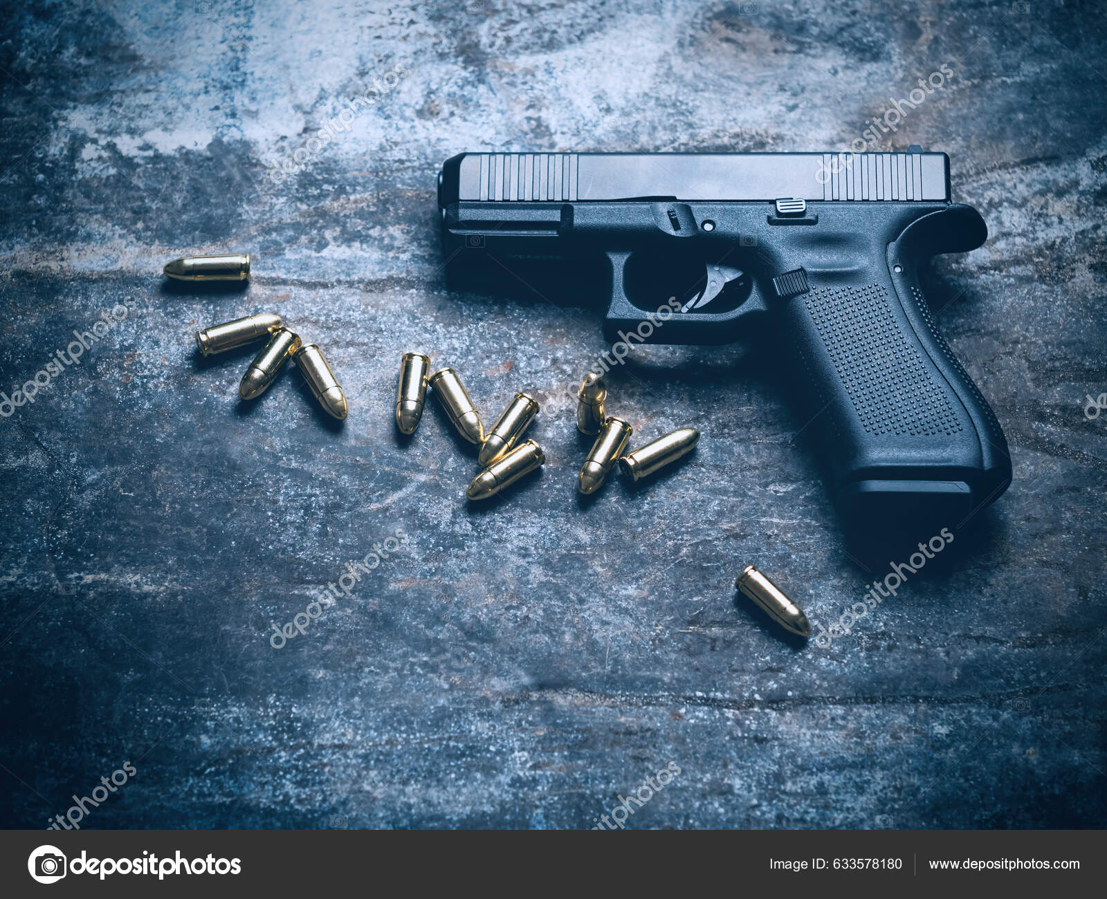 Hand Gun Ammunition Dark Background Pistol Military Weapon Pile Bullets ...