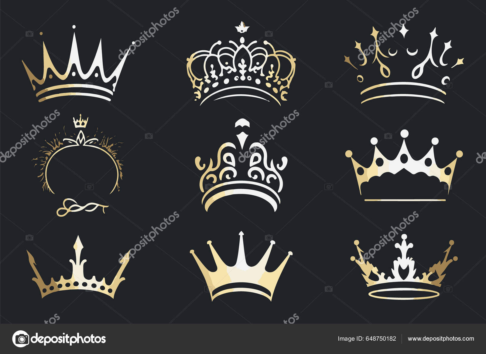 Image vectorielle Set Couronnes Silhouettes Illustration Collection ...