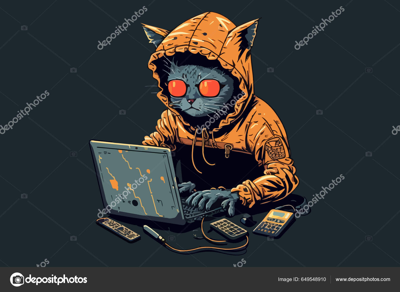 Ilustración Vector Hacker Gato Vector de stock #649548910 de ...