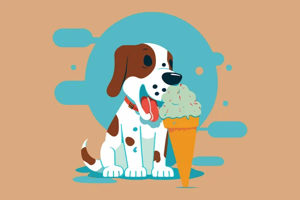 Perro comiendo helado imágenes de stock de arte vectorial | Depositphotos