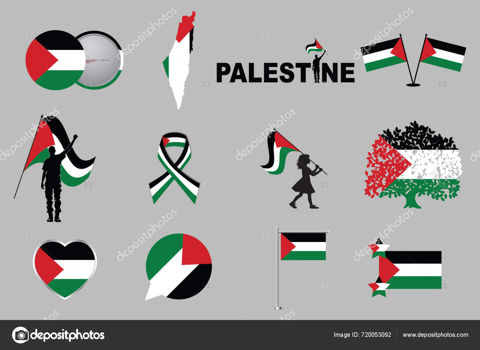 Bendera Palestina Set Bundel Bendera Palestina Asli Dan Sederhana ...