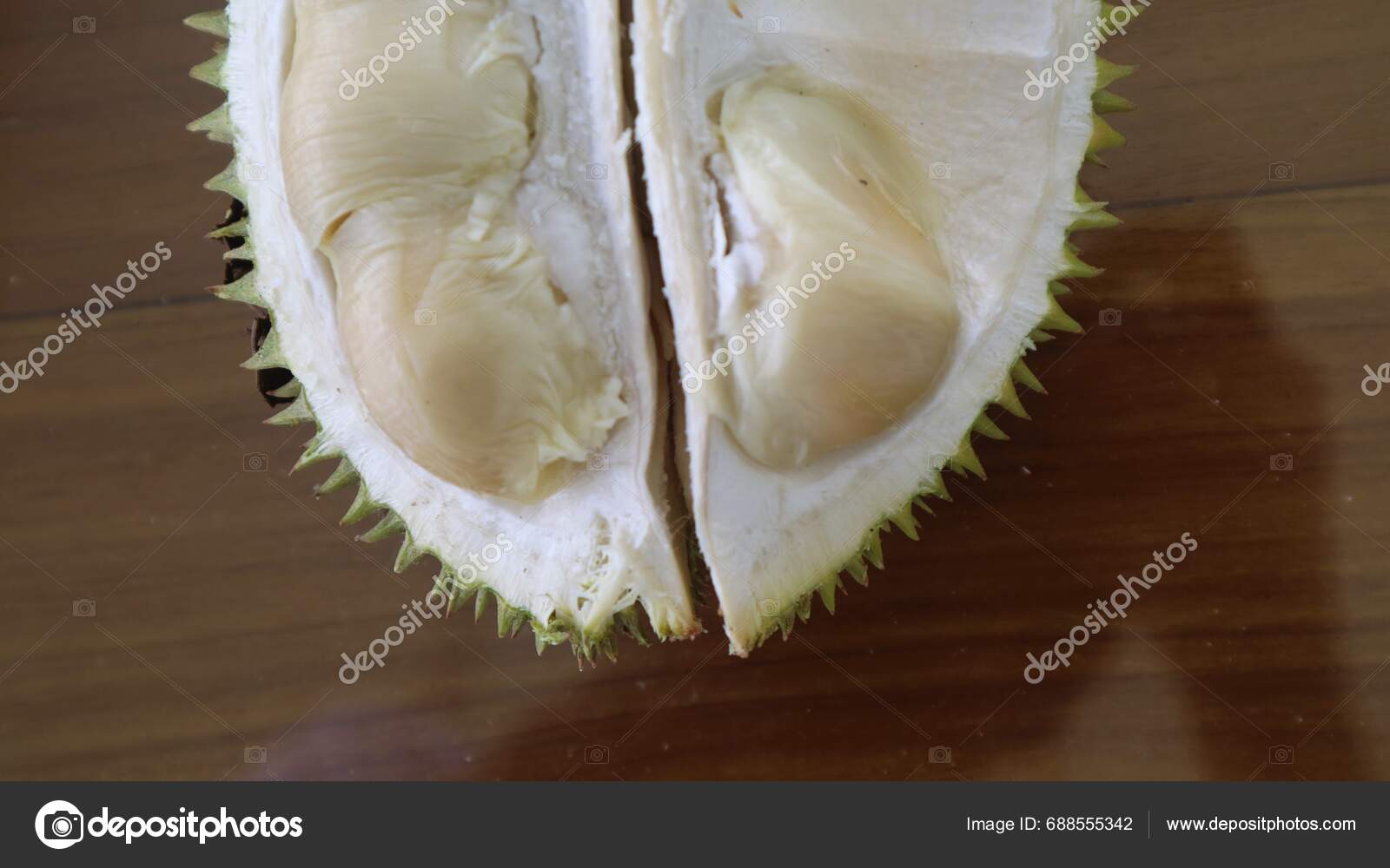 Opened Durian Fruit Ripe Durian Known King Fruits Smelly Shell — Stock ...