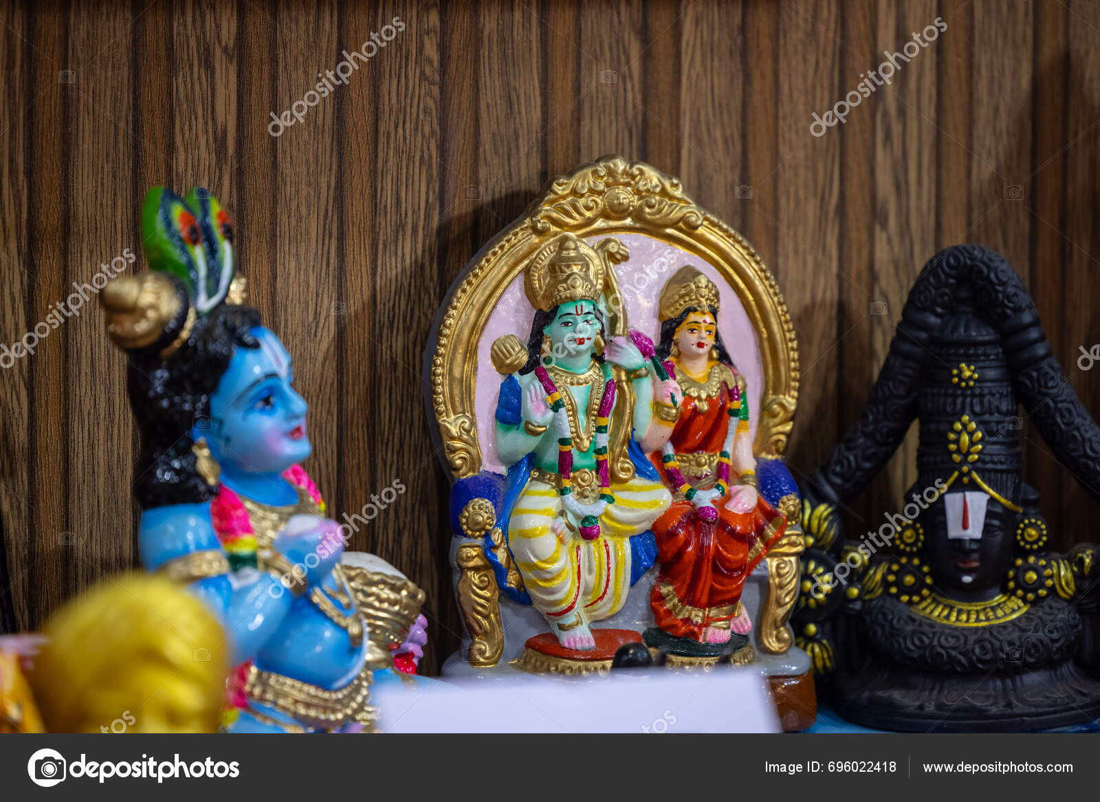 Hindu God Ram Statue Made Clay Display Selective Focus — Stock Photo ...