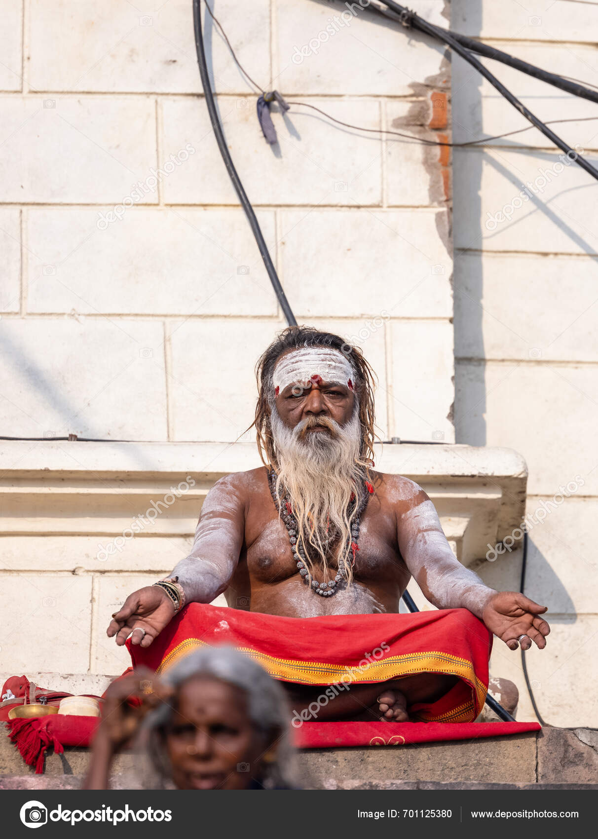 Varanasi Uttar Pradesh India March 2023 Portrait Old Holy Sadhu — Stock ...