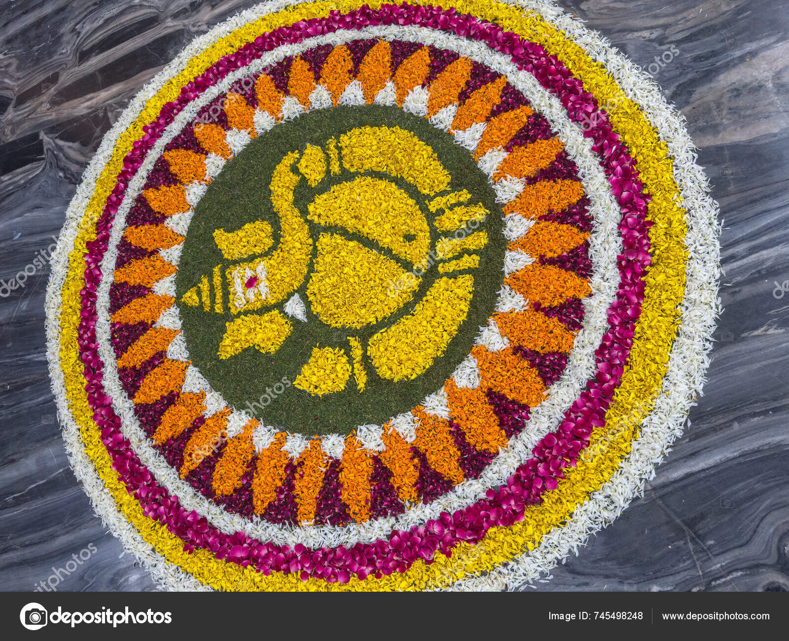 Handmade Rangoli Hindu God Ganesh Being Made Marble Floor Occasion ...