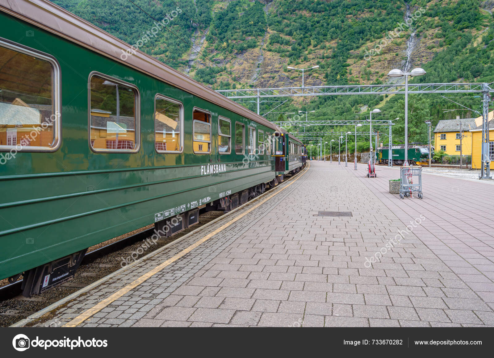 Flam Norway July 2014 Train Flam Station Belonging Flam Line — Stock ...