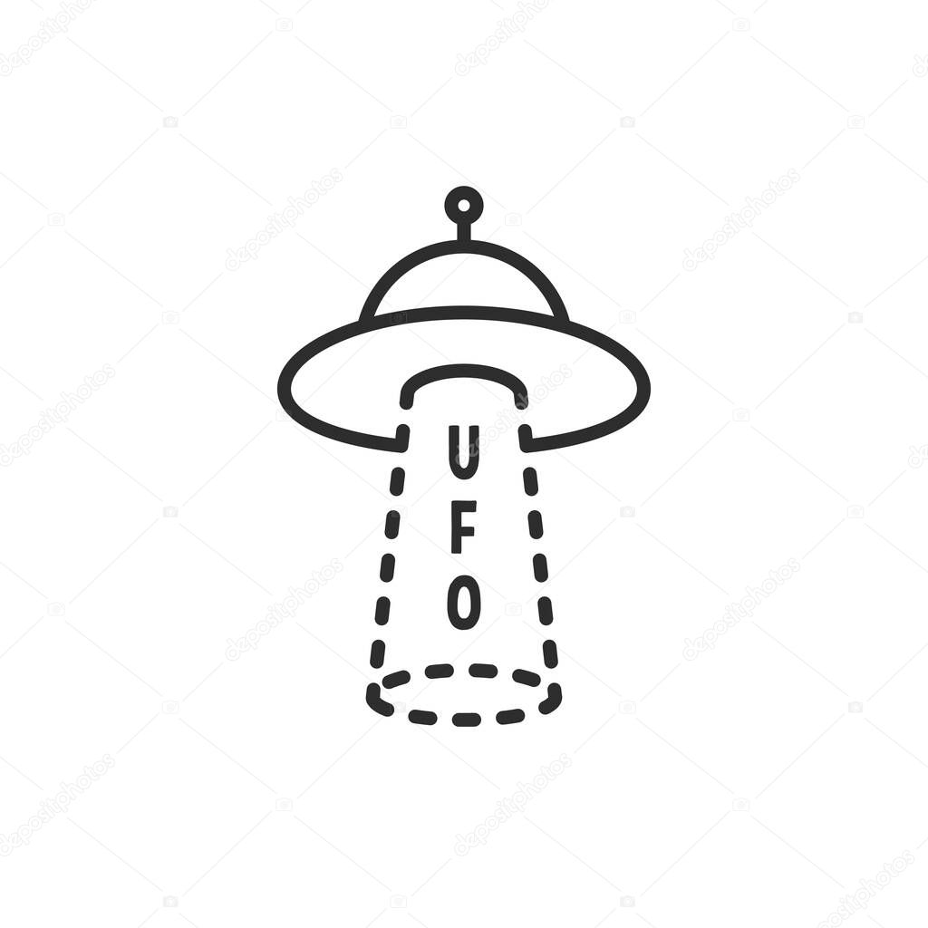 black thin line simple ufo logo. flat linear style modern logotype ...
