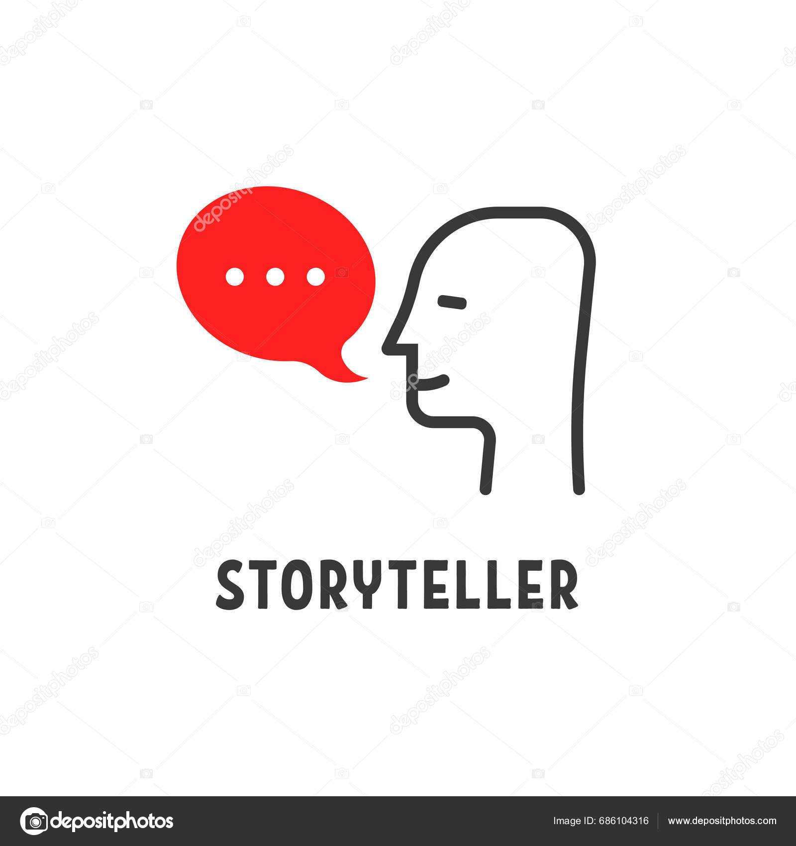 Minimal Storyteller Logo Human Head Flat Style Trend Modern ...