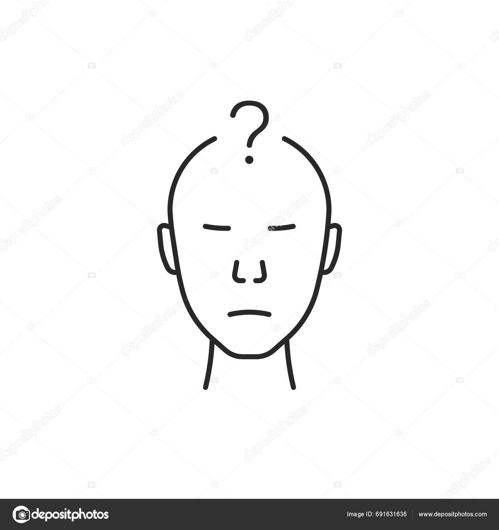 Black Thin Line Thinking Person Icon Flat Lineart Trend Modern Stock ...