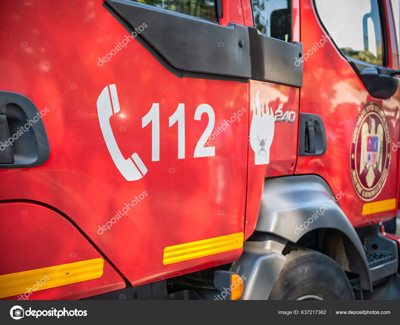 Bucharest Romania 2022 112 Emergency Number Fire Fighter Car — Foto ...