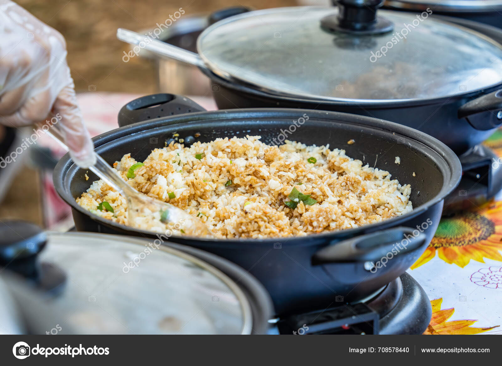 Hand Serving Korean Fried Rice Asian Street Food — Stock Photo ...
