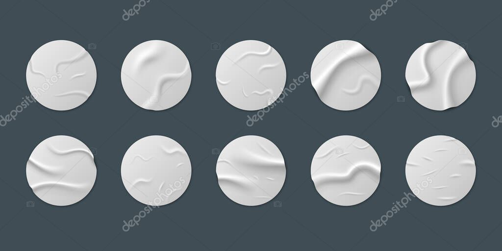 Pegado pegatinas redondas conjunto aislado. Paquete de carteles ...