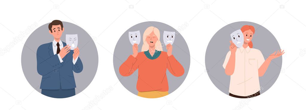 Conjunto de personas redondas avatar iconos con personajes de dibujos ...