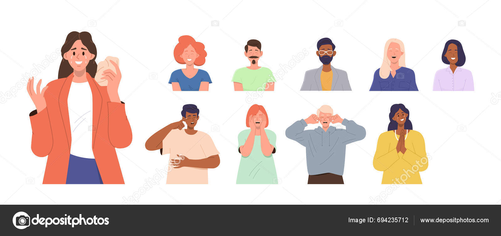 Personas Felices Infelices Personajes Dibujos Animados Sintiendo Emociones Positivas Negativas ...