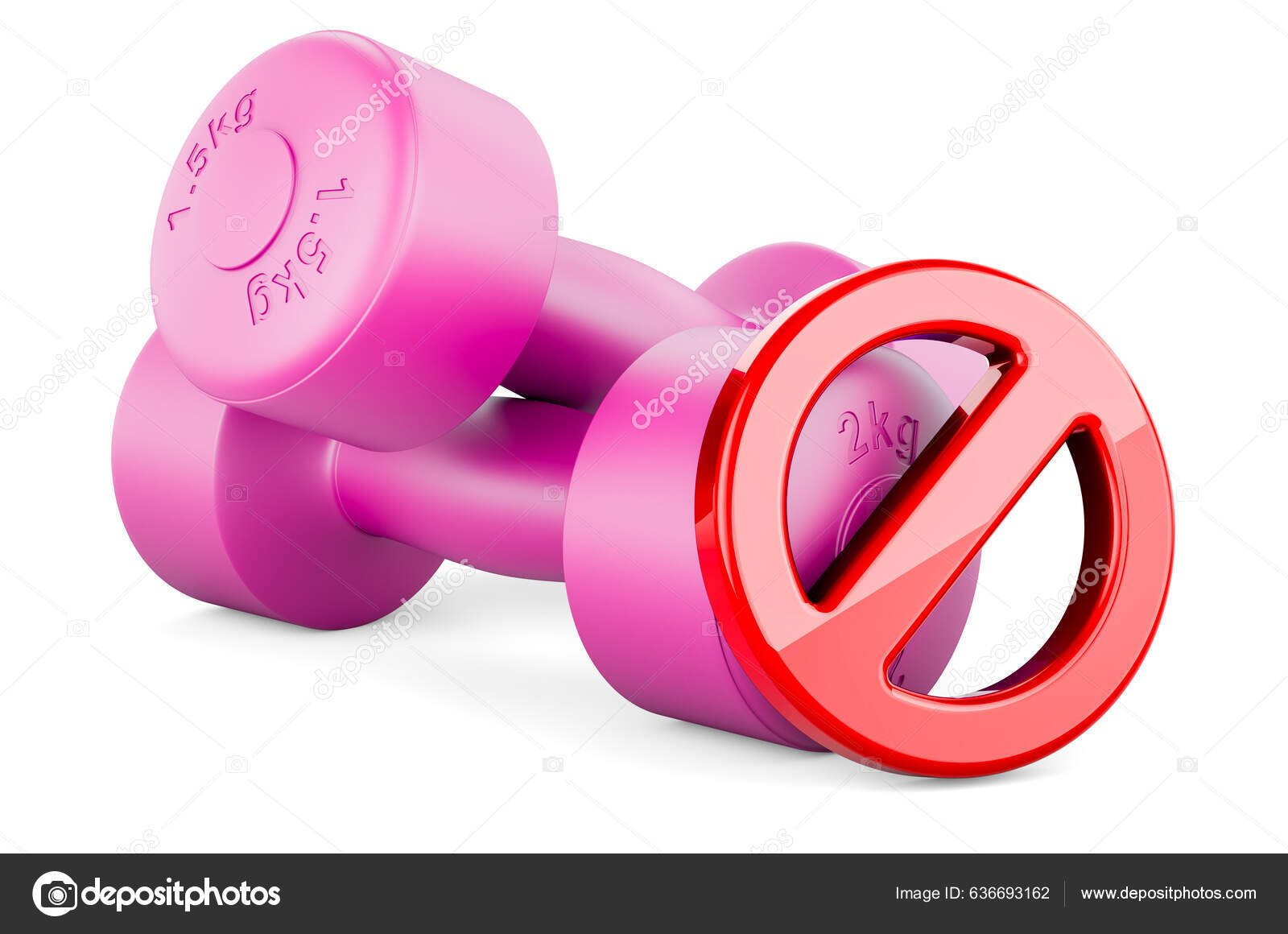 Dumbbells Strength Training Forbidden Symbol Rendering Isolated White ...