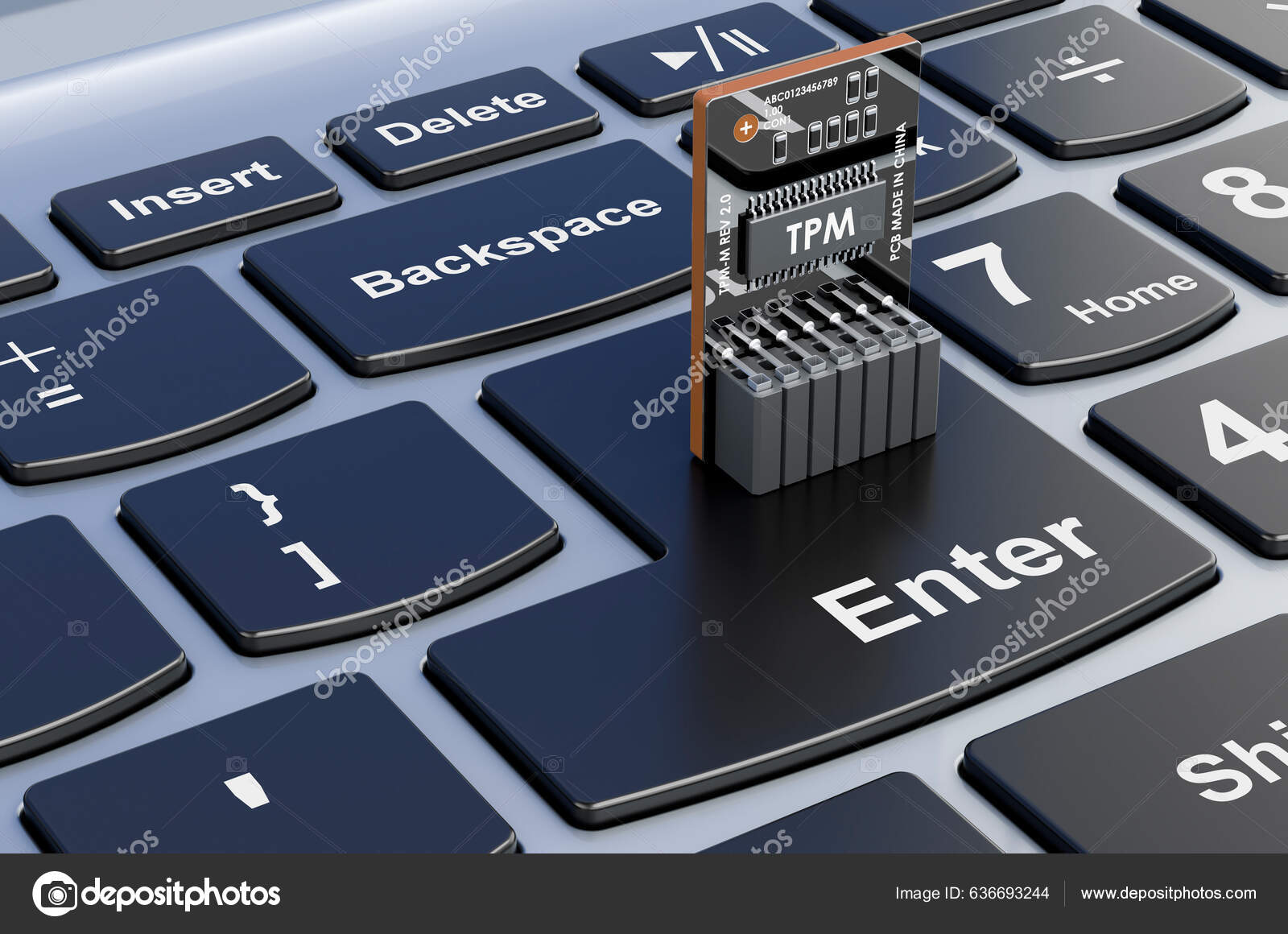 Trusted Platform Module Tpm Laptop Keyboard Rendering: fotografía de ...