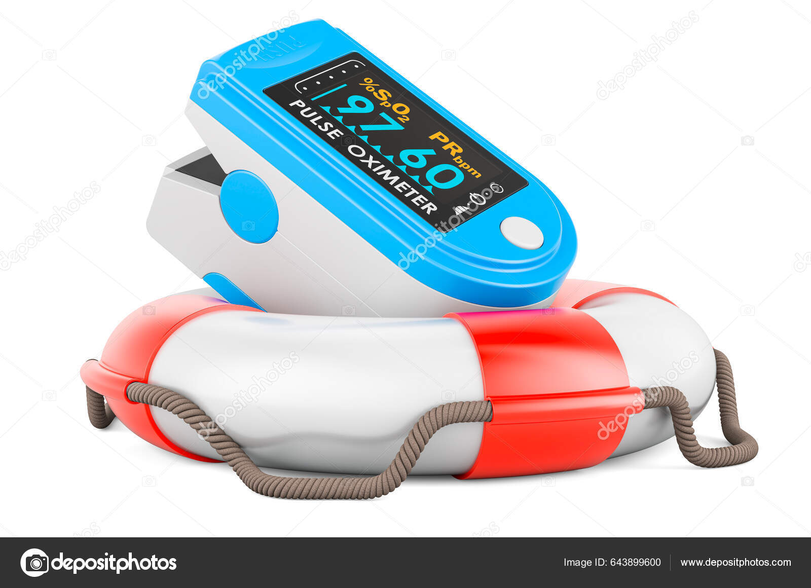 Portable Pulse Oximetry Pulse Oximeter Fingertip Lifebelt Rendering ...