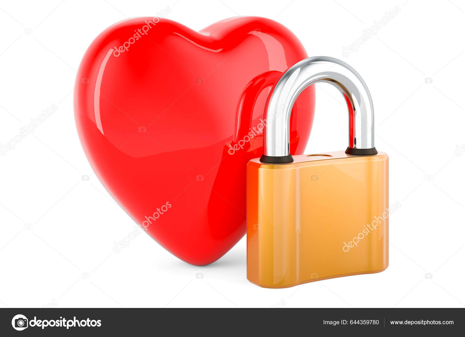 Red Heart Padlock Rendering Isolated White Background Stock Photo by ...