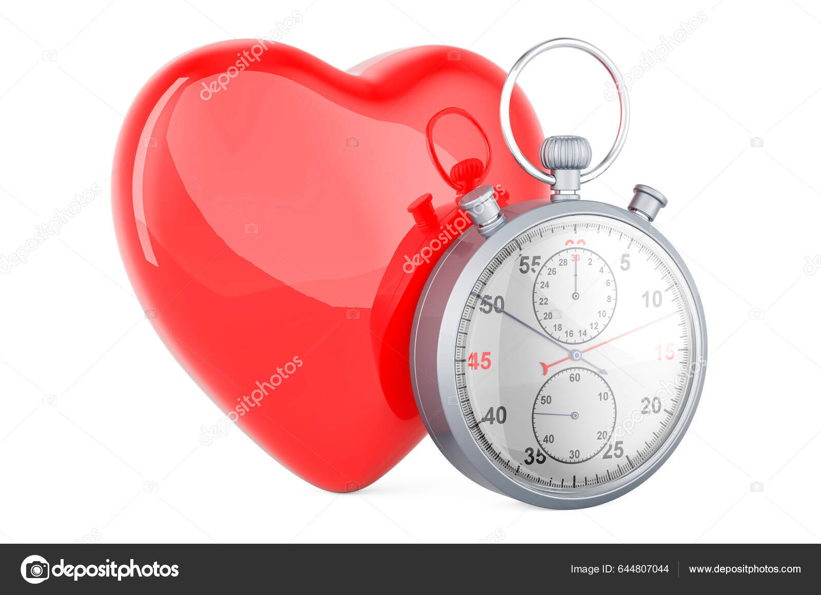 Red Heart Stopwatch Rendering Isolated White Background Stock Photo by ...