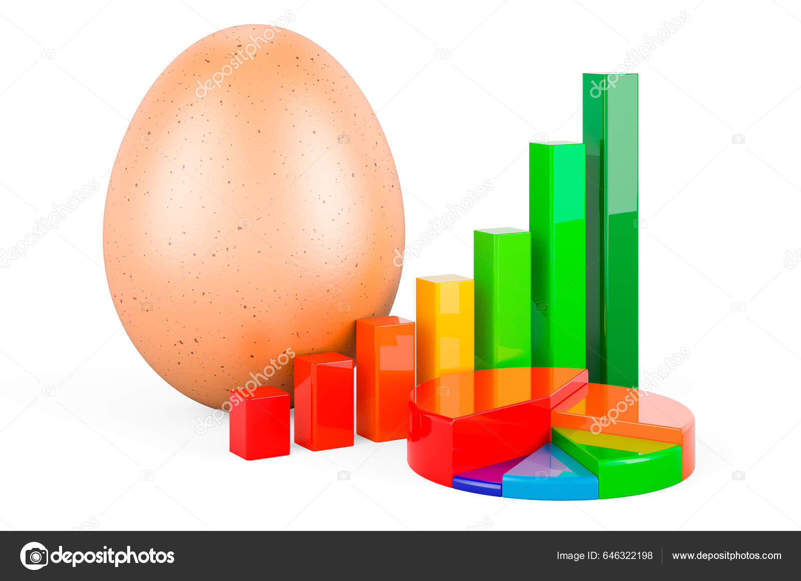 Egg Growth Bar Graph Pie Chart Rendering Isolated White Background ...