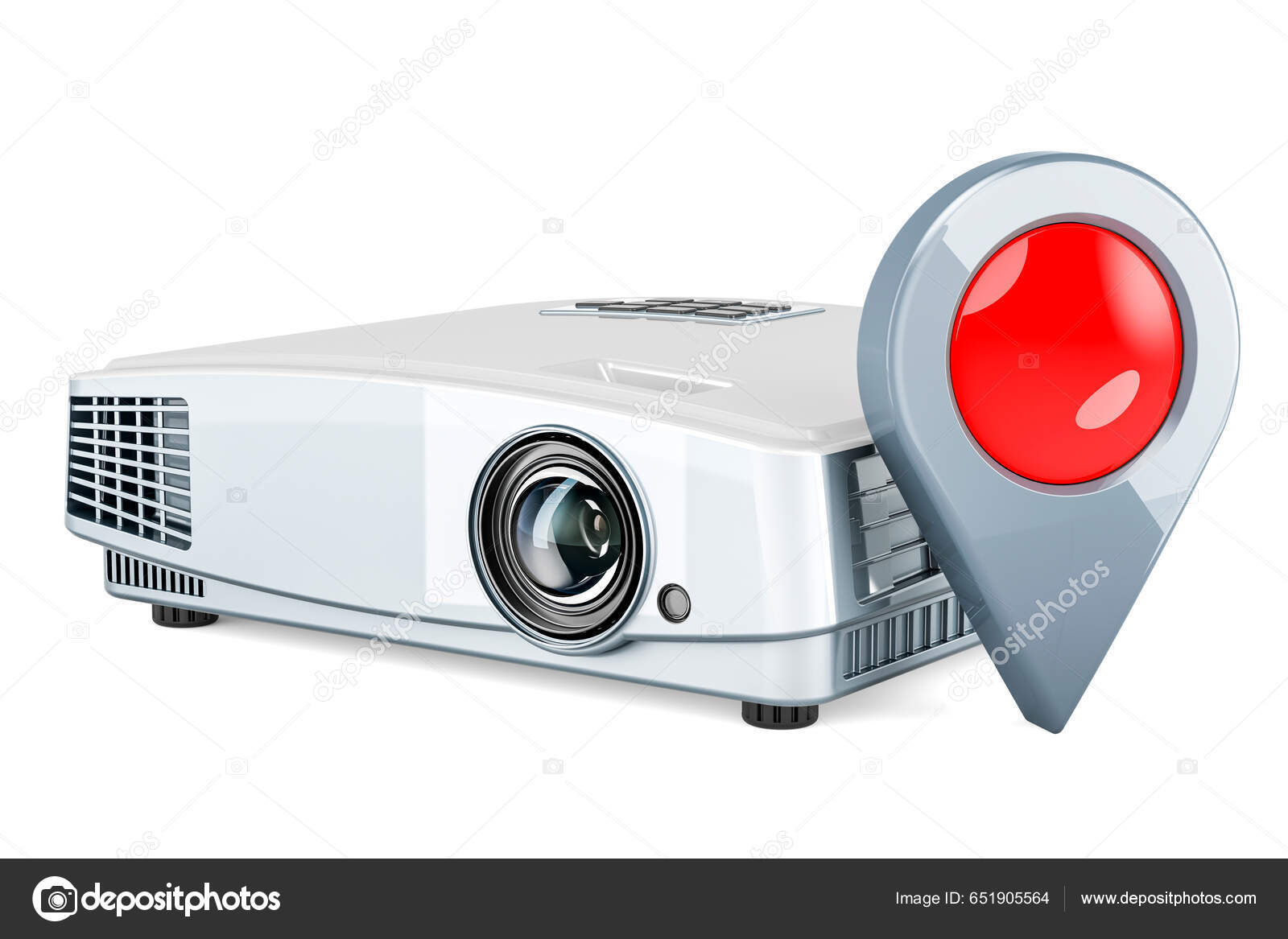 Projector Map Pointer Rendering Isolated White Background — Stock Photo © natatravel #651905564