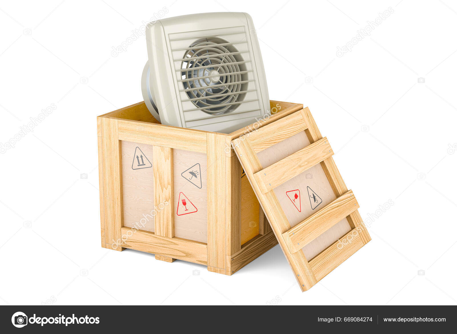 Extractor Fan Wooden Box Delivery Concept Rendering Isolated White ...
