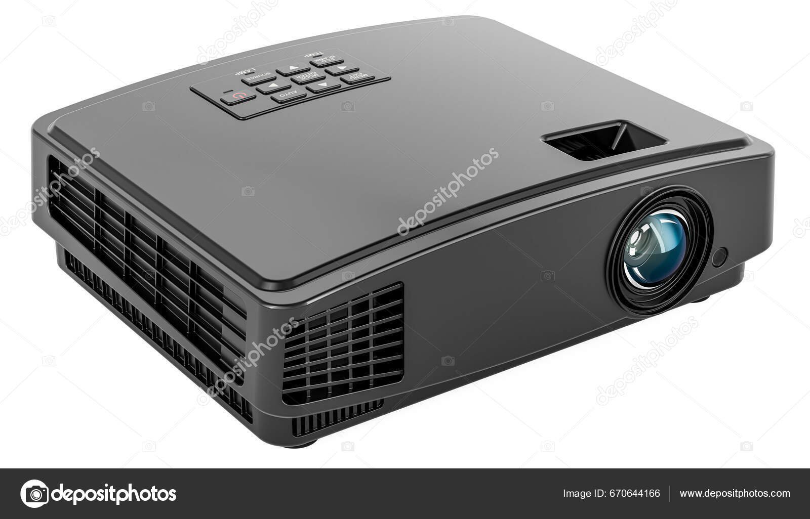 Proyector Negro Renderizado Aislado Sobre Fondo Blanco: fotografía de ...