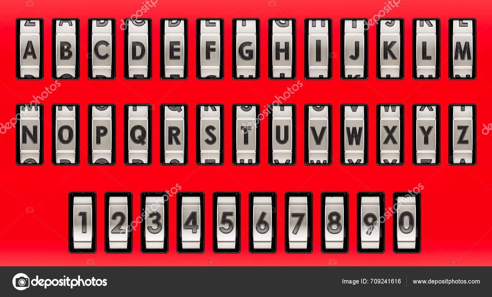 Combination Lock Font Padlock Safe Coding Numbers Letters Rendering ...