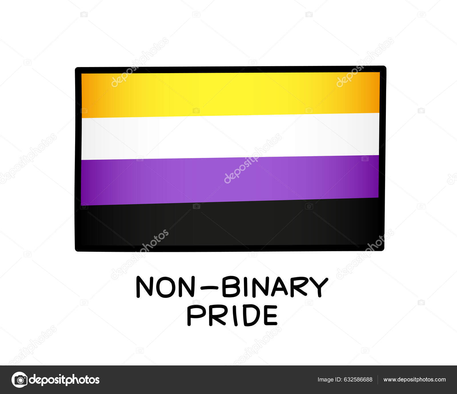 Flag Non Binary Pride Colorful Logo One Lgbt Flags Yellow Stock Vector ...