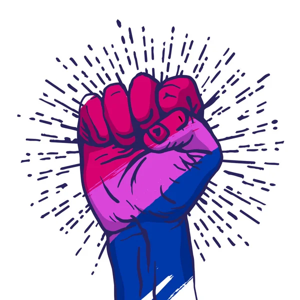 Human Hand Clenched Fist Flag Polysexual Pride Colorful Logo One Stock