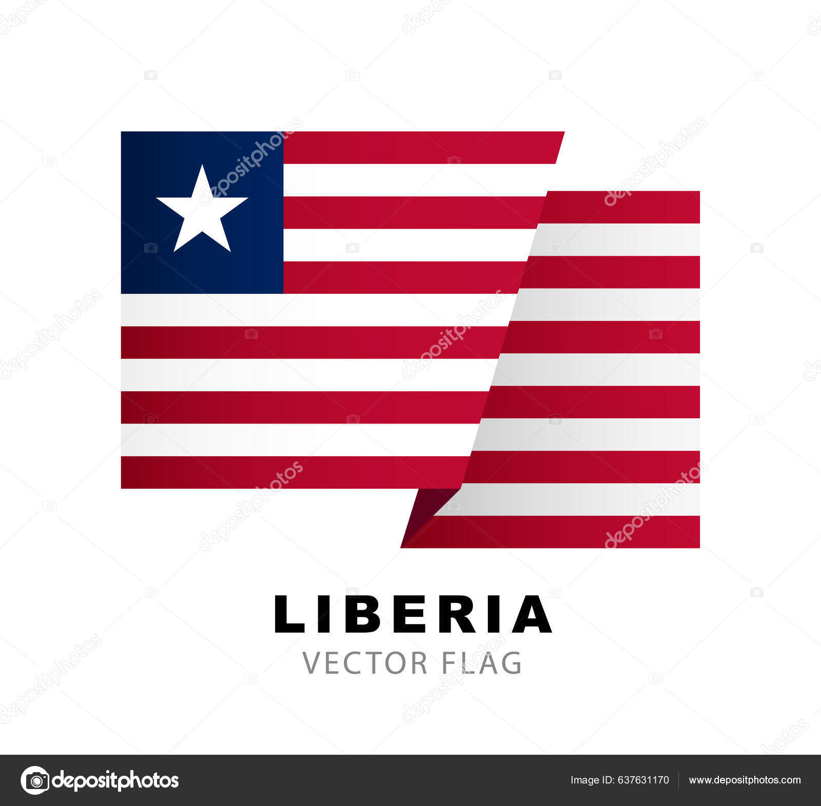 Flag Liberia Vector Illustration Isolated White Background Colorful ...