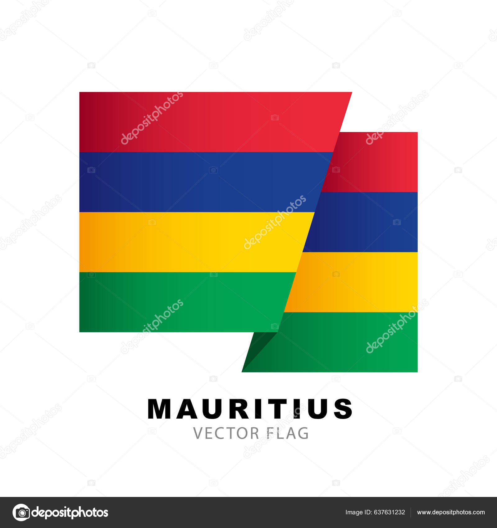 Flag Mauritius Vector Illustration White Background Colorful Logo ...