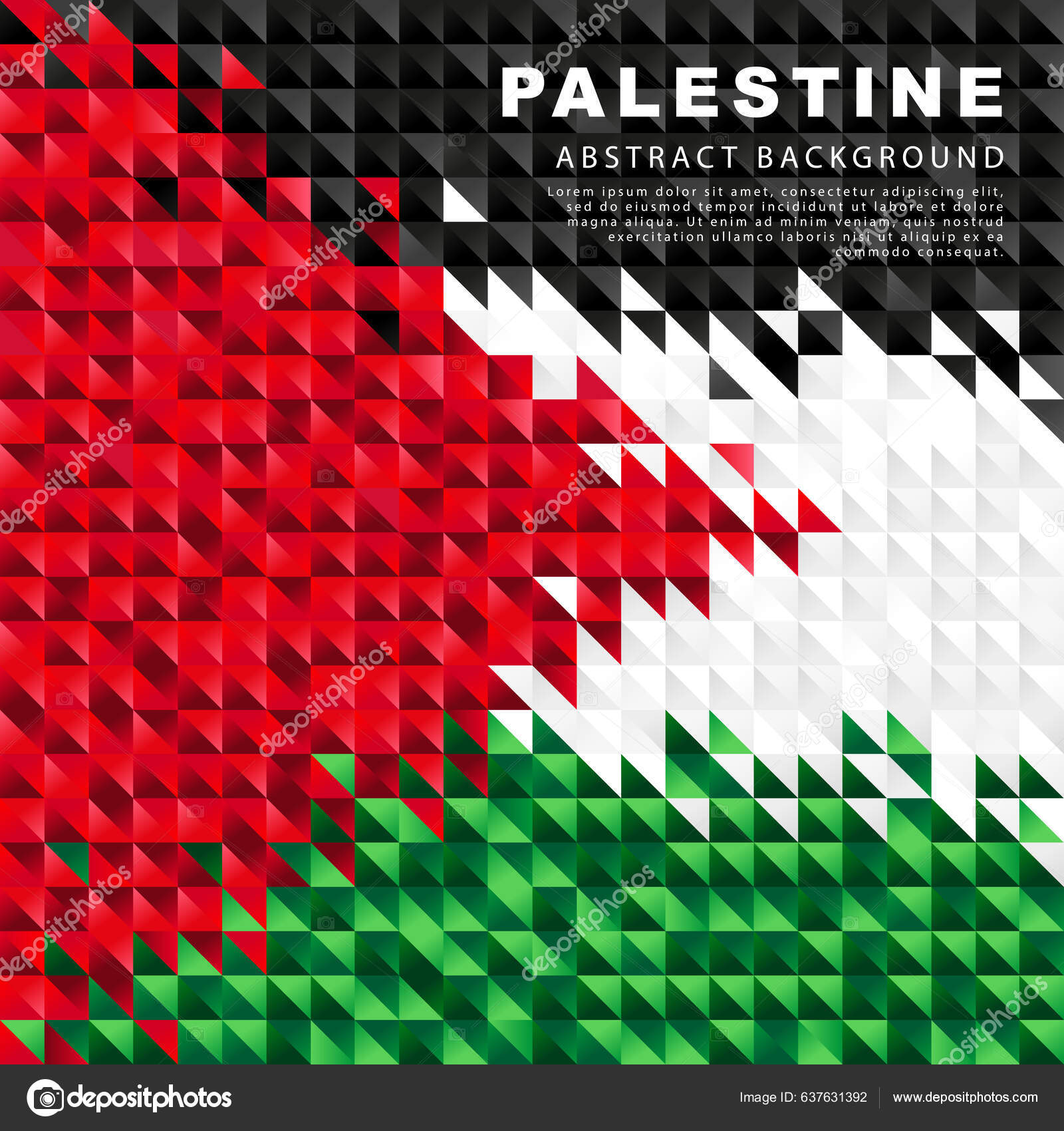 Flag Palestine Abstract Background Small Triangles Form Colorful Black ...