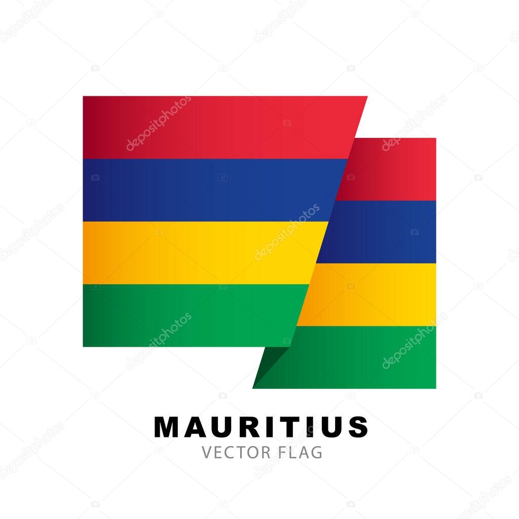 Flag Mauritius Vector Illustration White Background Colorful Logo ...