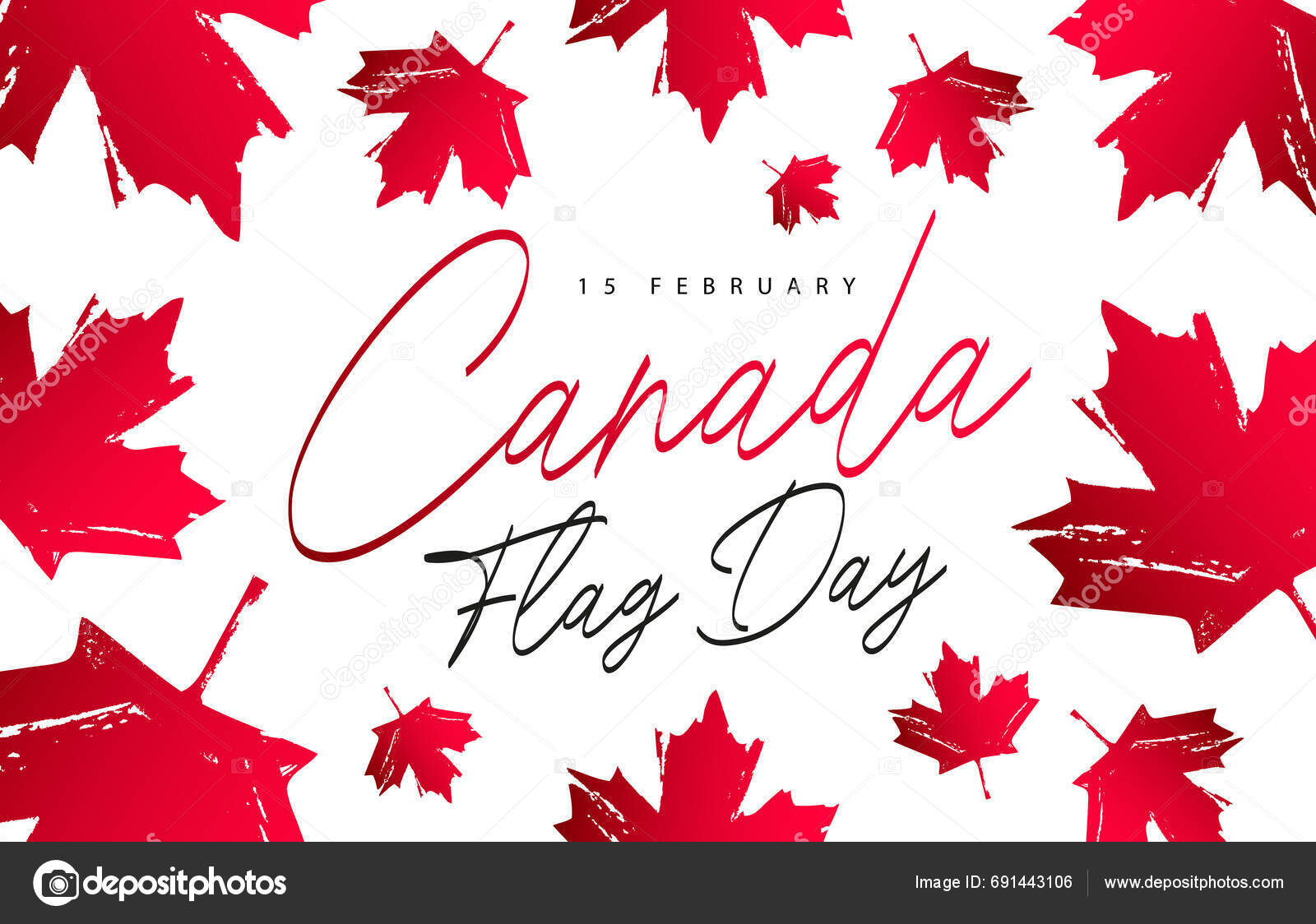 Beautiful Calligraphy February 15Th Day Canadian Flag Red Maple Leaves ...