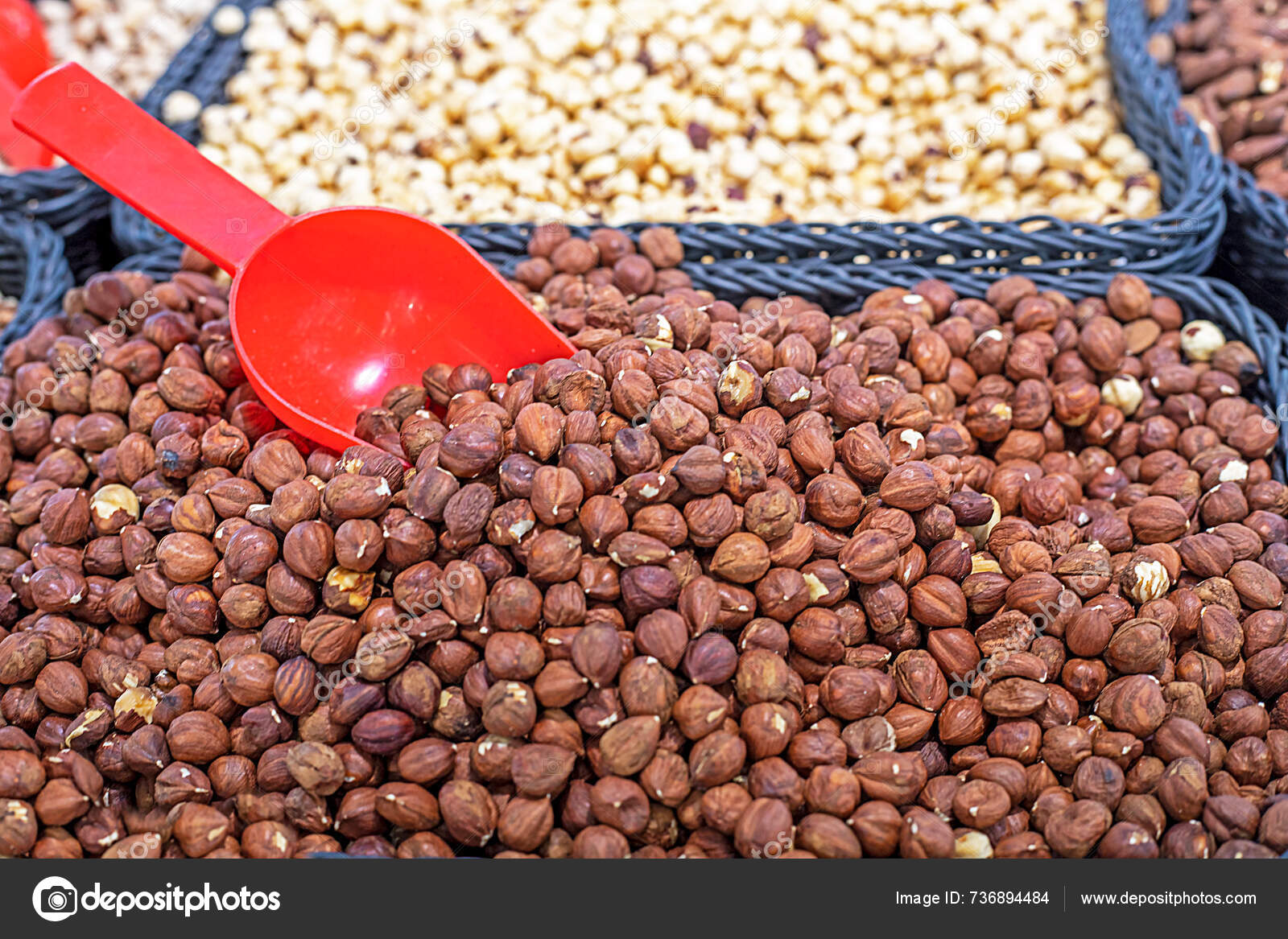 Peeled Ripe Hazelnuts Container Bulk Supermarket Vegan Food Vegetable ...