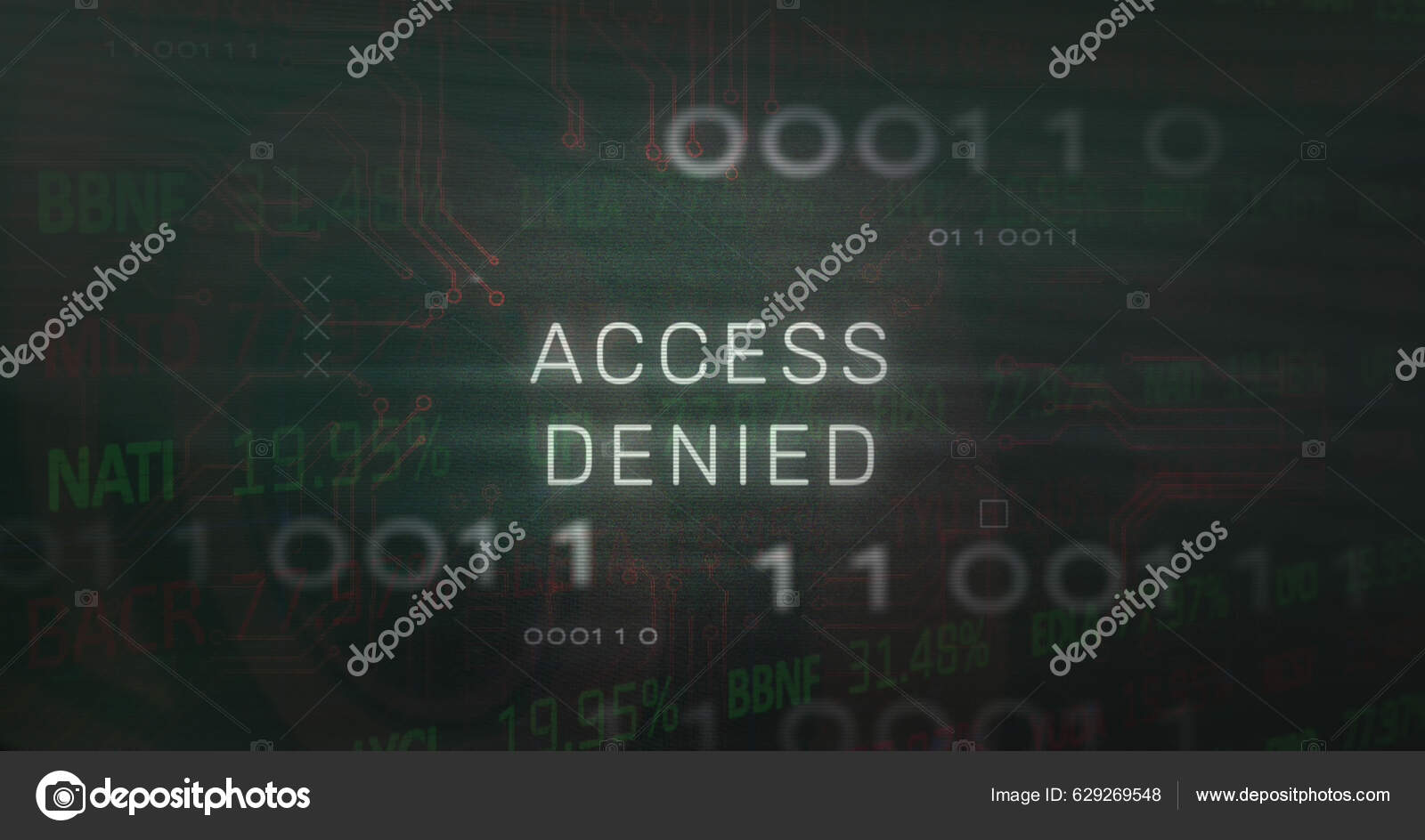 Image Access Denied Text Symbol Binary Codes Circuit Board Texture — Stock Photo ...