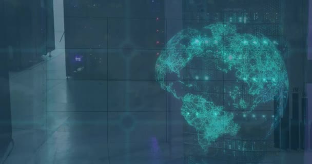 Animation Globe Rotating Multiple Graphs Numbers Grid Data Server Racks ストック動画 © vectorfusionart ...