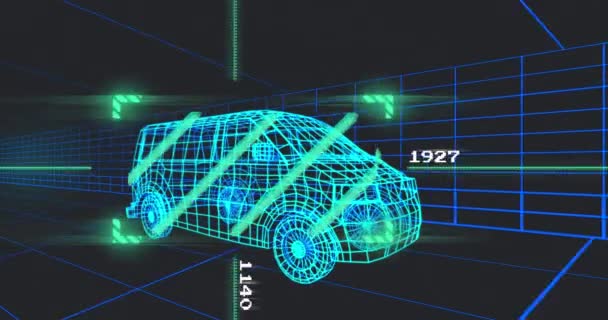 Animation Green Scanner Van Model Moving Seamless Pattern Tunnel Black ...